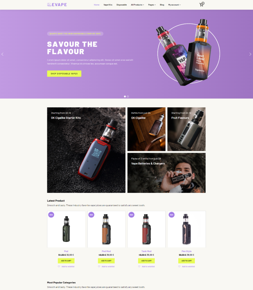Evape: Vape Store WooCommerce WordPress Theme - TakeWP